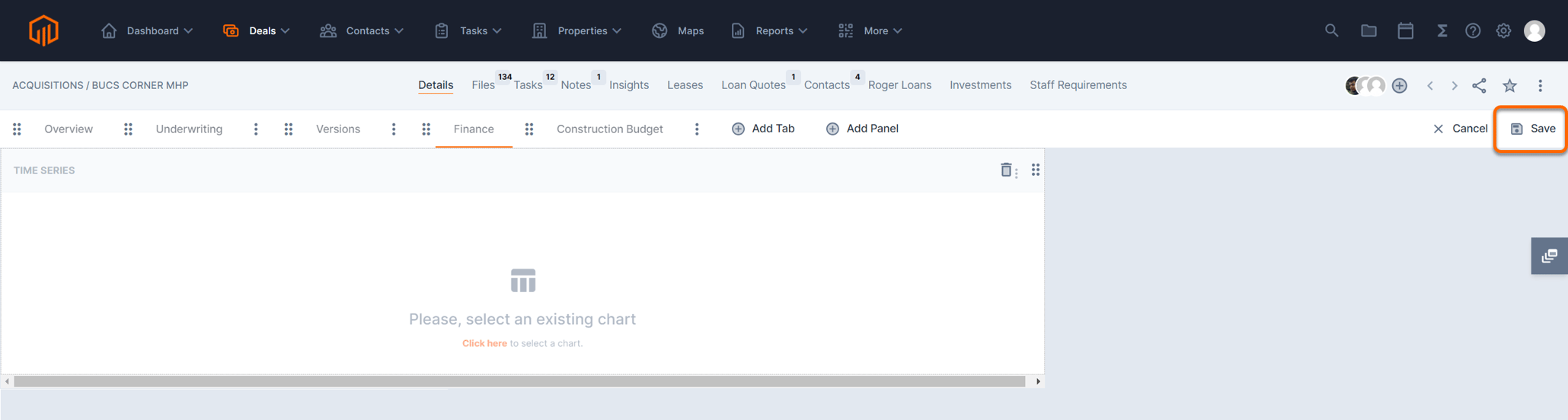 Add a Time Series Panel to Deal Layouts
