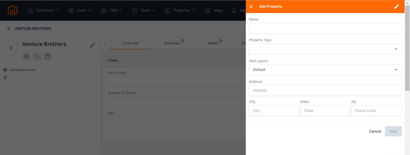 Add a Property from a Company