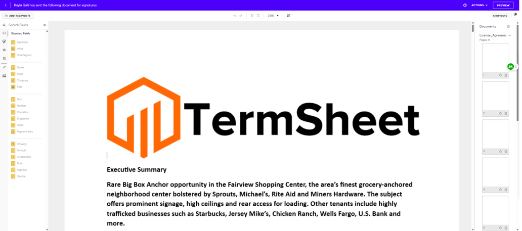 Send DocMerge Documents to Docusign