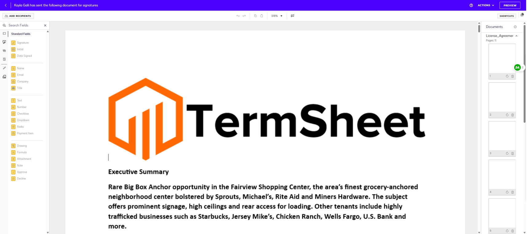 Send DocMerge Documents to Docusign