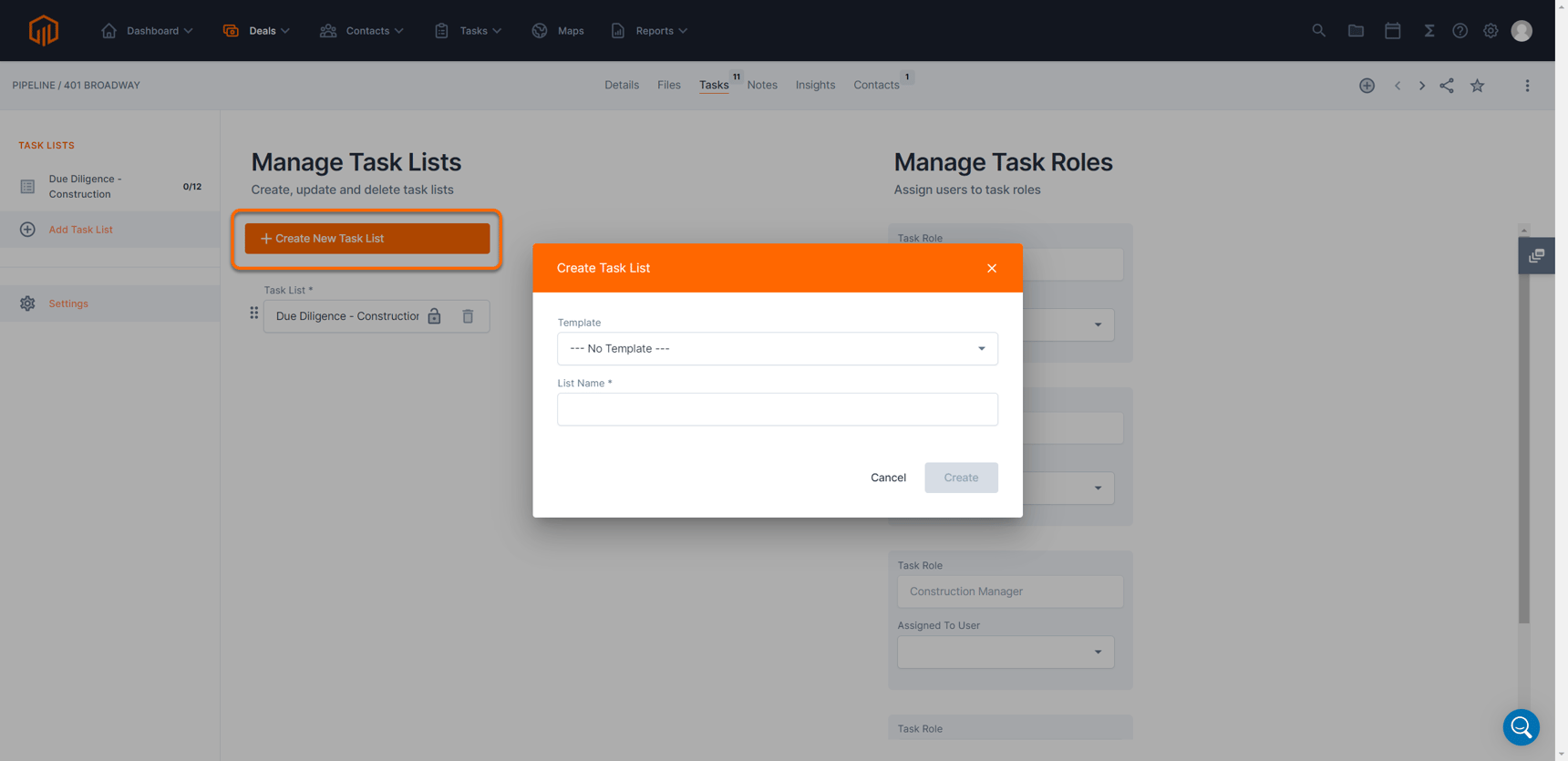 Manage Task Lists in Task Settings